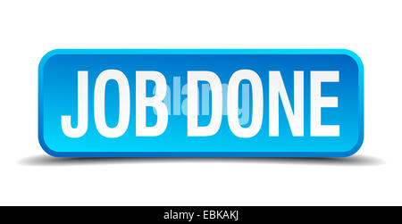 good job blue square sticker isolated on white Stock Photo - Alamy