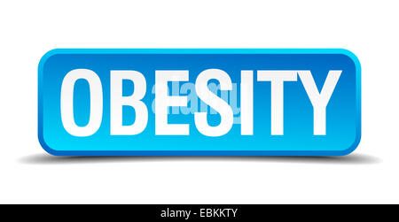 obesity blue square 3d realistic isolated web button Stock Photo - Alamy