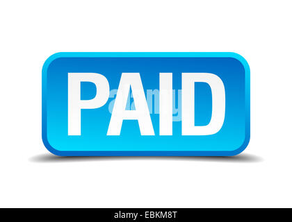 paid blue square sticker isolated on white Stock Photo - Alamy