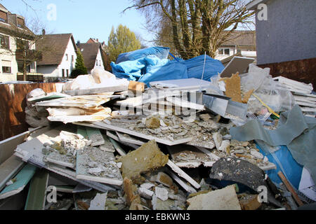 Construction waste container dumpster at residential house construction ...