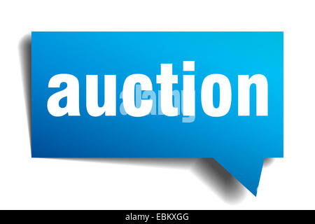 auction blue square isolated paper sign on white Stock Photo - Alamy