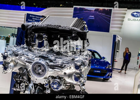 A cutaway Subaru flat four engine at the 2014 Los Angeles Auto Show ...
