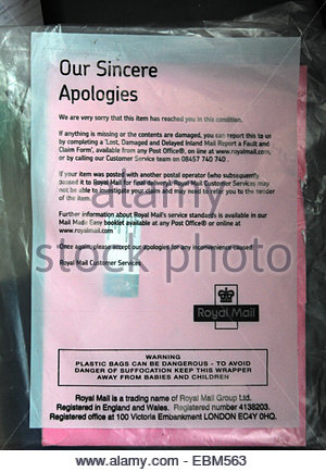 Royal Mail apology letter from the post office service. Letter ...