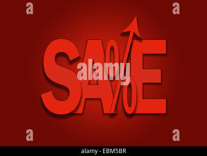 Sales go up red price percent arrow Stock Photo - Alamy