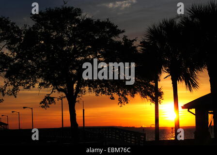 Sunrise,seen at Ballast Point Park,from the Tampa Bay shore line ...