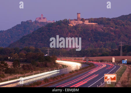 Autobahn A4, Wachsenburg and Muehlburg castles at back, Mühlberg ...