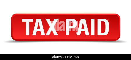 paid red square sticker isolated on white Stock Photo - Alamy