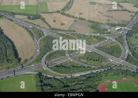 An aerial view of the Eccles Interchange at Junction 12 of the M60 near ...