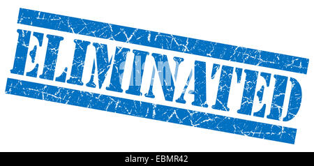 eliminated blue square grunge stamp on white Stock Photo - Alamy