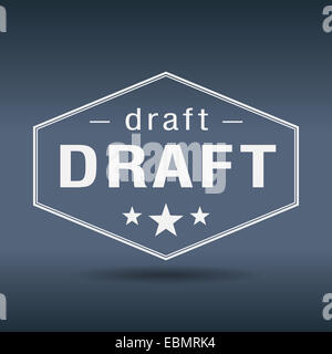 draft hexagonal white vintage retro style label Stock Photo - Alamy