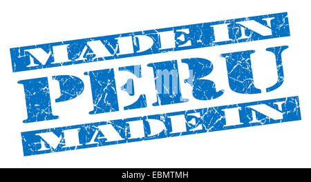 Peru blue square grunge made in stamp Stock Photo - Alamy