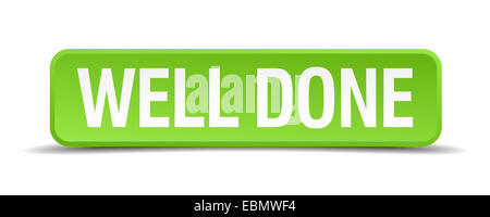 well done green square 3d realistic isolated web button Stock Photo - Alamy