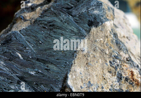 Pyrolusite crystals, a manganese dioxide (MnO2) mineral, close up macro ...