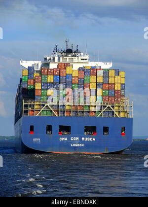 Rear View Of The Stacked Shipping Containers On The COSCO SHIPPING ...