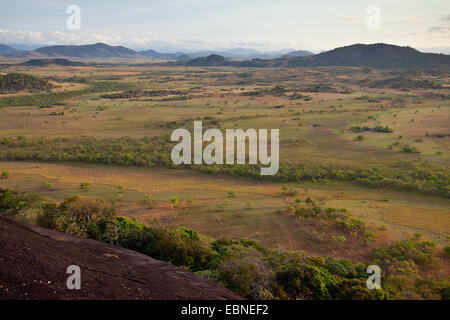 SOUTH RUPUNUNI at dawn, view of savannah from rock formation, Upper ...