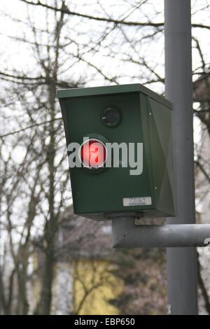 Hidden radar trap, speed limit enforcement, Anzing, Upper Bavaria ...