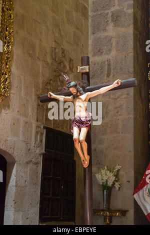 Peruvian religious heritage: Crucifix with the crucifixion of Jesus in ...