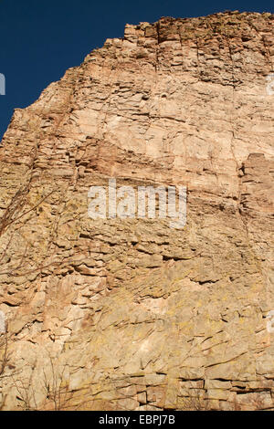 The towering cliff of the volcanic radial dike called Devil's ...