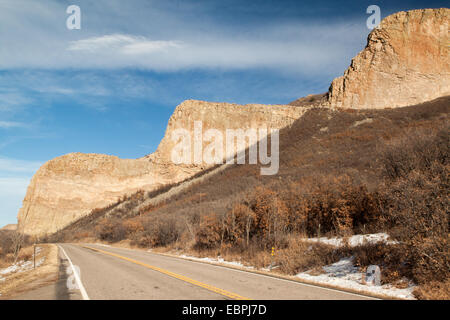 The Devil's Stairsteps, a rock formation called a dike, spiral down the ...