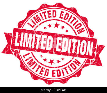 limited edition red round grunge stamp on white Stock Photo - Alamy