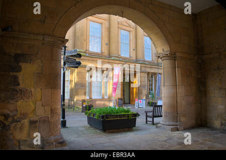 Shrewsbury Museum and Art Gallery seen through an arch of the Town Hall ...