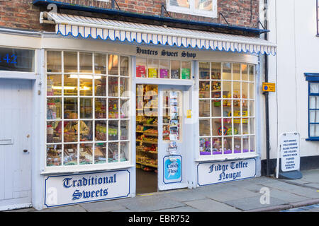 Traditional sweet shop selling Whitby Rock and ice cream. Whitby Stock ...