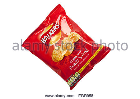Packet of Walkers ready salted crisps on a white background Stock Photo ...