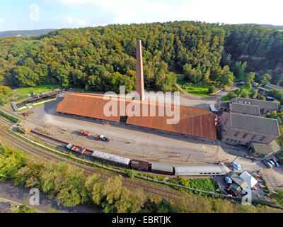 Aerial view of a coal mine chimney, Black cliff Colliery, Newgale near ...