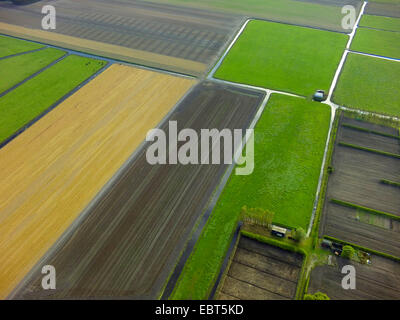 aerial view to typically Dutch field scenery, Netherlands, South ...