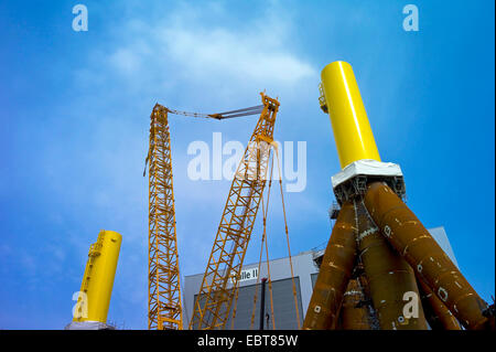 tripods for offshore wind farms in harbour, Germany, Labradorhafen ...