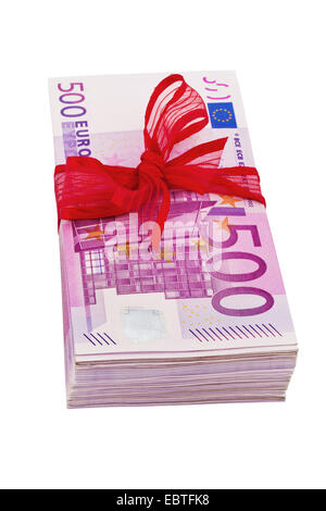 wad of 500 banknotes with red ribbon Stock Photo - Alamy