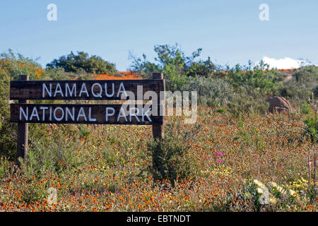 Sign at entrance to Namaqualand National Park,Northern Cape Stock Photo ...