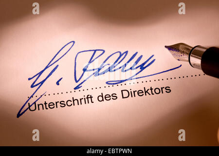 Signature of a director below an official document Stock Photo - Alamy