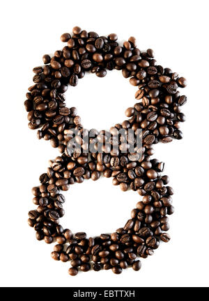 Number Eight made from Coffee Beans 8 Coffee Beans carefully arranged ...