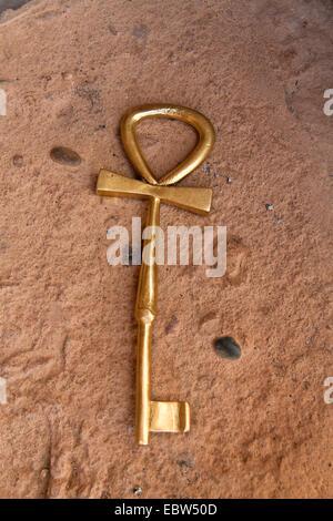 Africa, Egypt, Abu Simbel. A key to a temple door in the shape of an ...