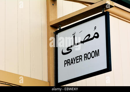 Islam Muslim prayer room sign, Dubai, USE, United Arab Emirates Stock ...