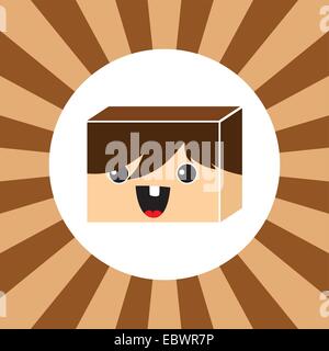 block isometric cartoon character vector illustration Stock Vector ...