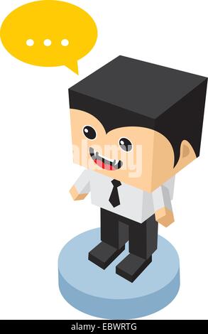 block isometric cartoon character vector art graphic Stock Vector Image ...
