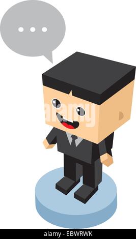 block isometric cartoon character vector art graphic Stock Vector Image ...