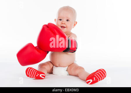 baby with boxing gloves Stock Photo - Alamy