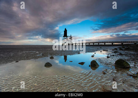 Obereversand lighthouse with mirror image, Dorum, Lower Saxony, Germany ...