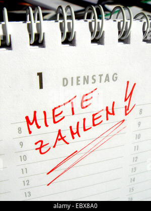 Rent due calendar Stock Photo - Alamy
