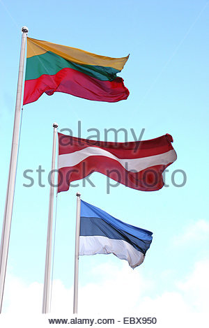 Flags of the Baltic States, Estonia, Latvia and Lithuania overlayed ...