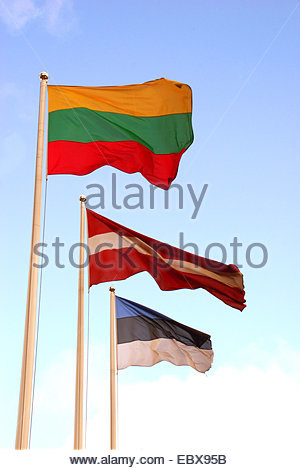 Flags of the Baltic States, Estonia, Latvia and Lithuania overlayed ...