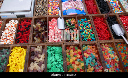 different candy on a weekly market, Spain, Balearen, Majorca, Alcudia ...