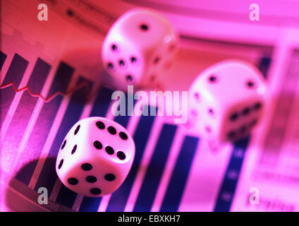 symbol, dice on a contango, coloured light Stock Photo - Alamy