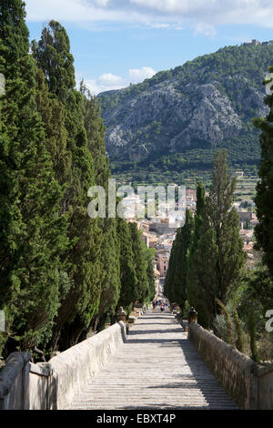 Pollenca town, Calvari steps, Mallorca Stock Photo - Alamy