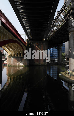 The cast iron 1849 red brick viaduct with Cornbrook viadcut and potato ...