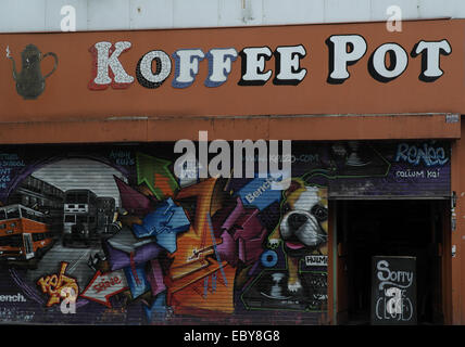 kELzO graffiti mural, with bulldog, buses, 3D 'kELzO' lettering, Koffee ...