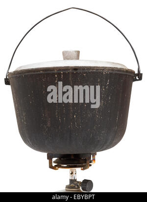 camping sooty pot isolated on white background Stock Photo - Alamy
